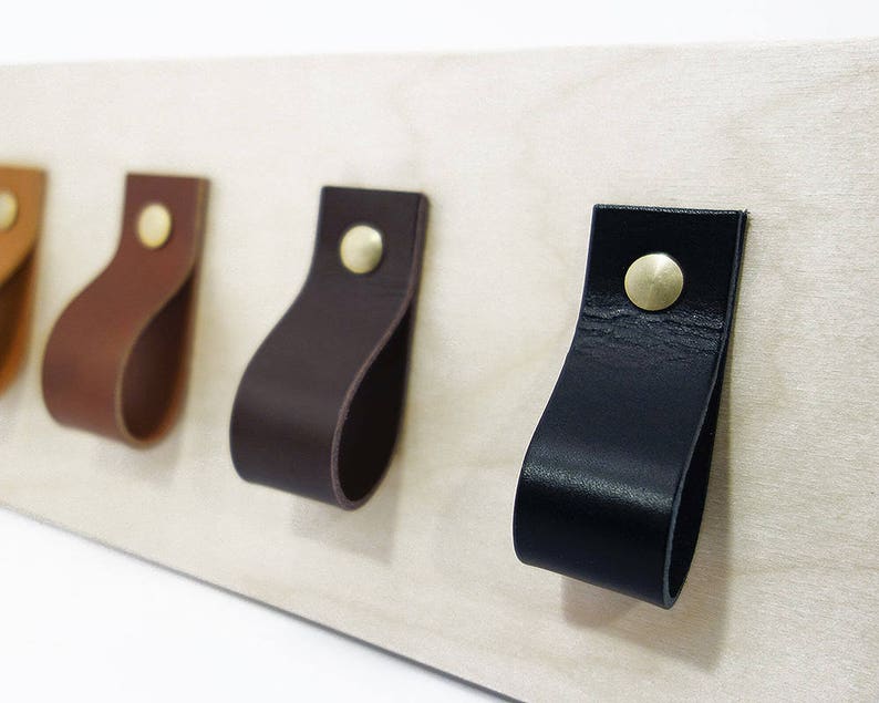 Edward Classic Leather Loop Pulls for Cupboard Drawers and - Etsy UK