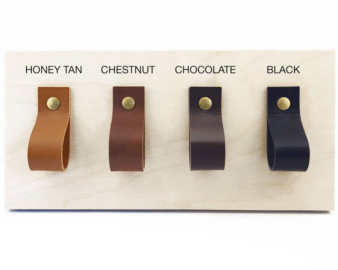 Edward Classic Leather Loop Pulls for Cupboard Drawers and - Etsy UK