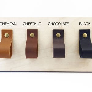 Edward Classic Leather Loop Pulls for Cupboard Drawers and | Etsy UK