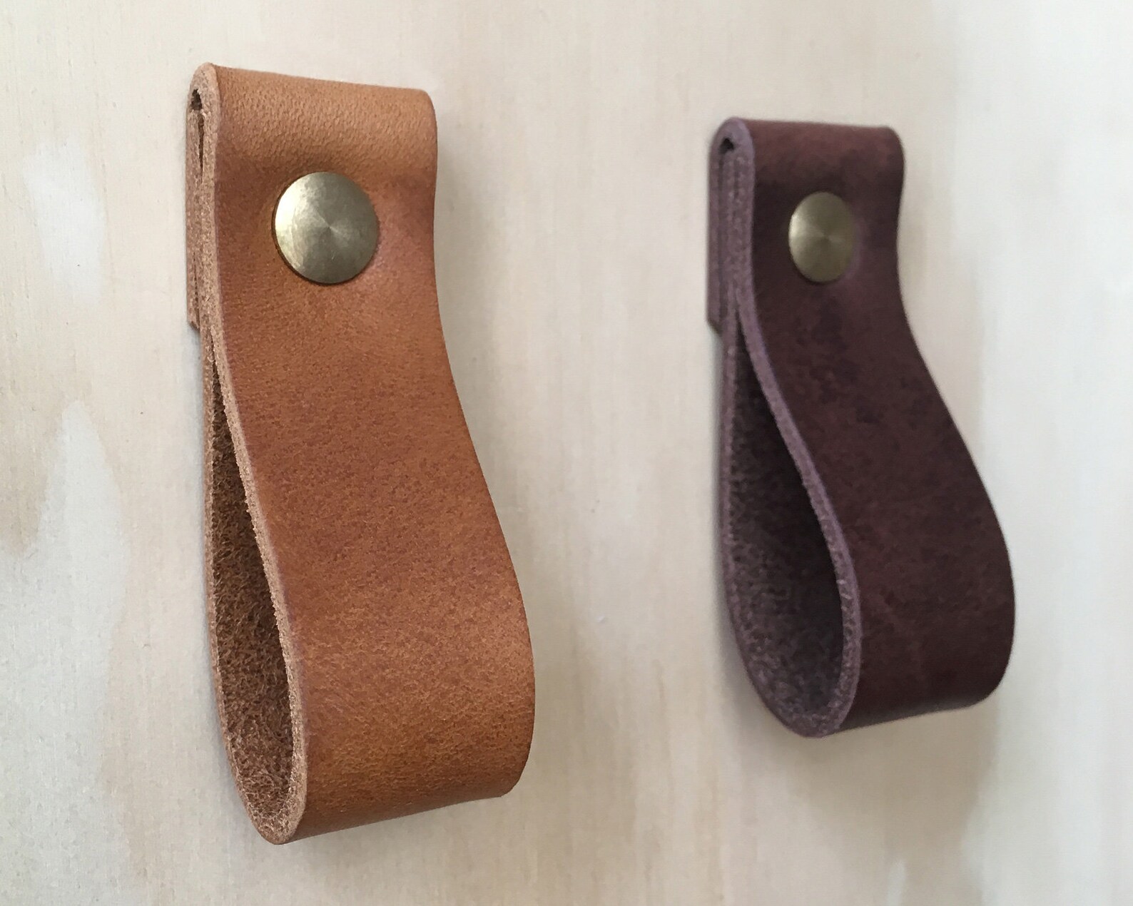 Henry Leather Loop Pulls for Cupboard Drawers and Doors | Etsy UK