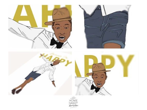 Pharrell Hat Happy Cartoon