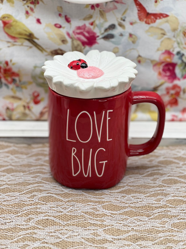 Rae Dunn Ceramic Mugs With Toppers Love Letter & Love Bug - Etsy