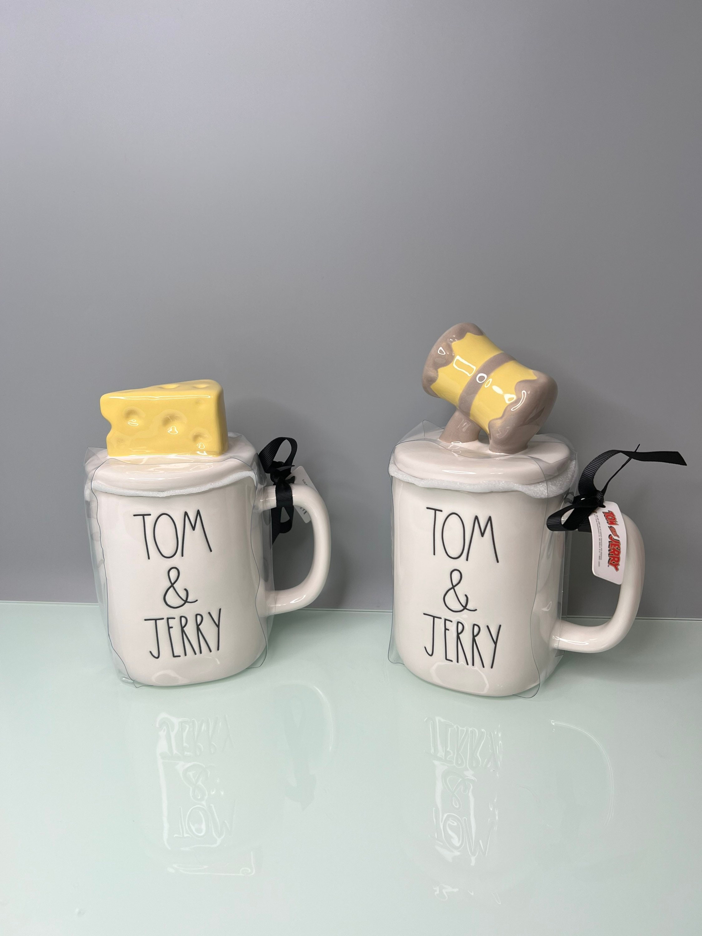 Rae Dunn Tom and Jerry Ceramic Mugs With Toppers Cheese & - Etsy