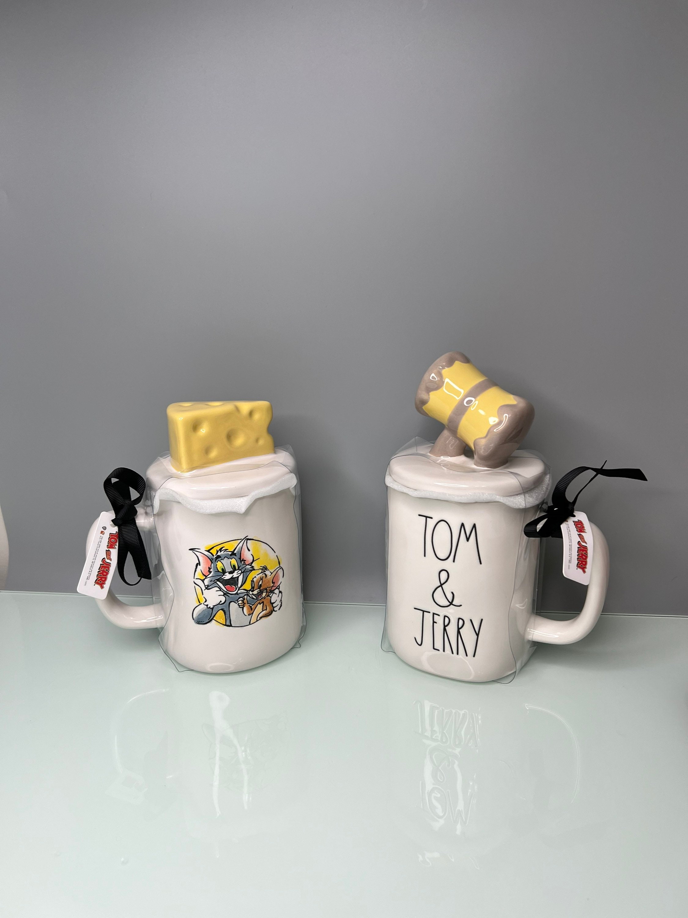 Rae Dunn Tom and Jerry Ceramic Mugs With Toppers Cheese & - Etsy