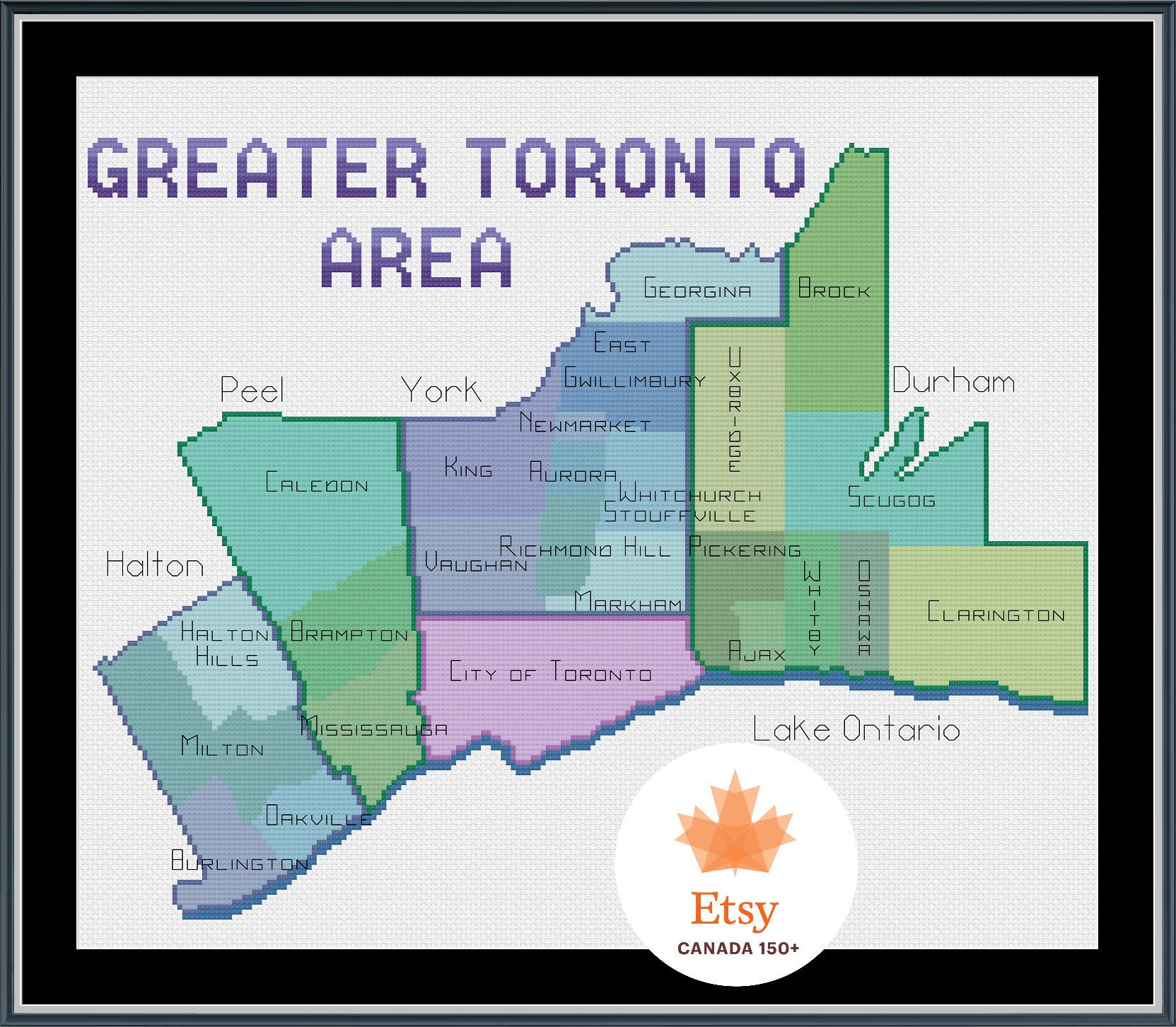 Greater Toronto Area Map Cross Stitch Pattern | Etsy