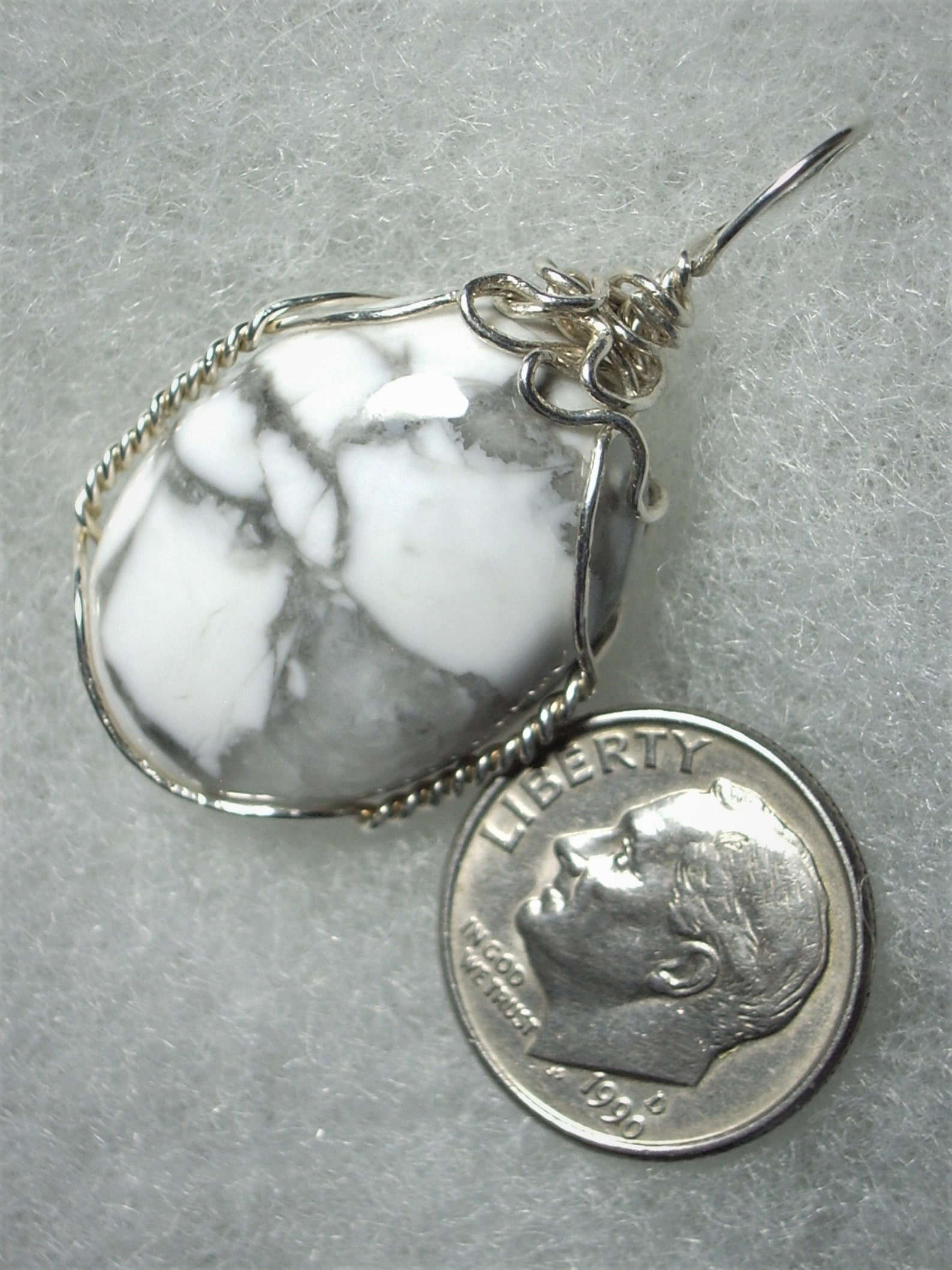 Howlite Cabochon Pendant Sterling Silver Wire Wrapped Cabochon Jewelry ...