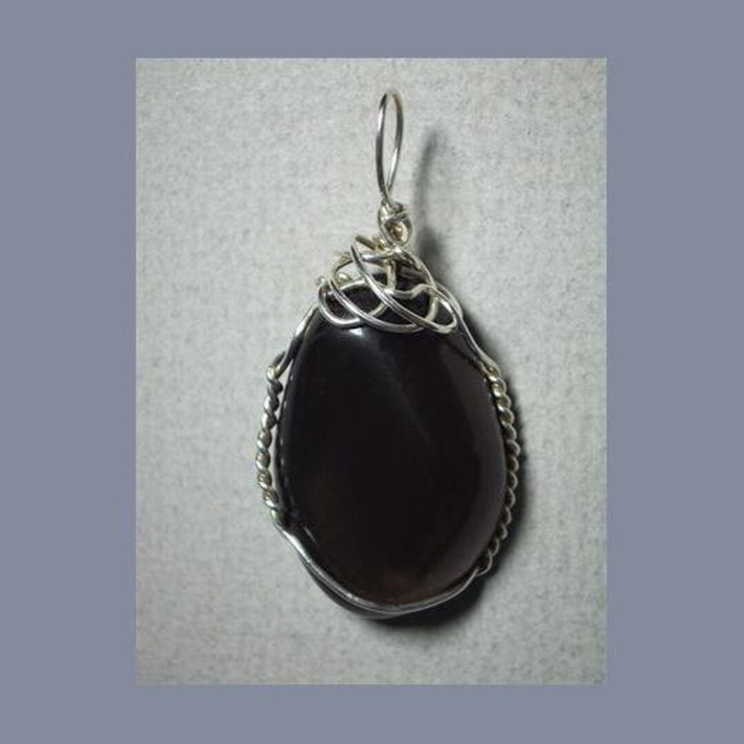 Apache Tear Pendant, Sterling Silver Wire Wrapped Stone Jewelry, Unique ...