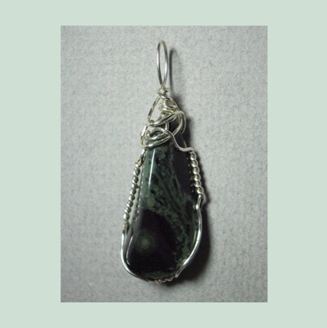 Kambaba Jasper, Nebula, or Galaxy Stone Pendant: Sterling Silver Wire ...