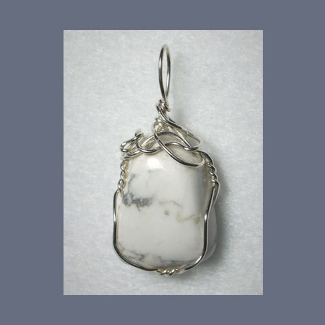 Howlite Pendant, Sterling Silver Wire Wrapped Stone Jewelry, Unique ...
