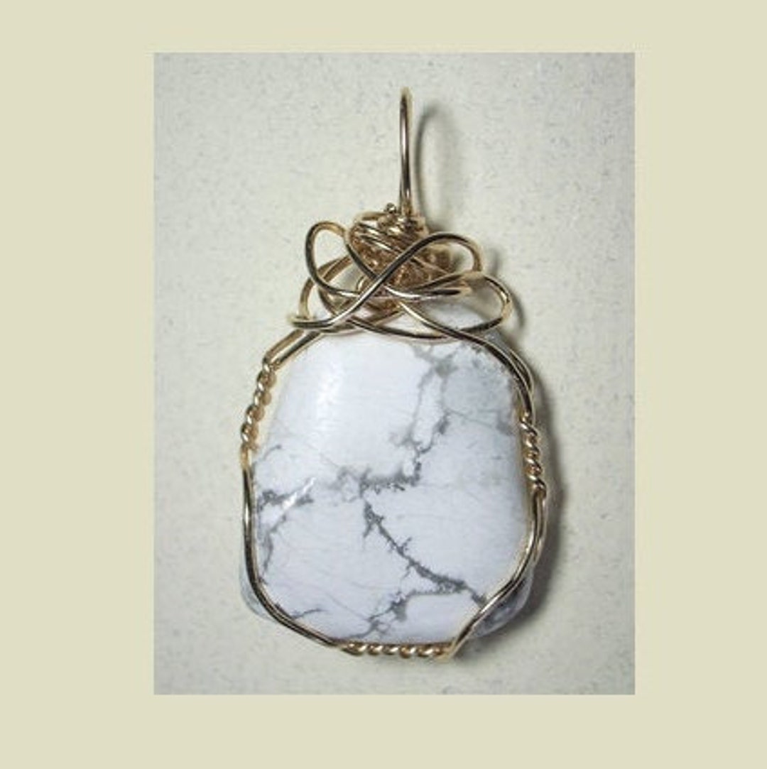 Howlite Pendant-gold Filled Wire Wrapped Stone Jewelry-beautiful ...