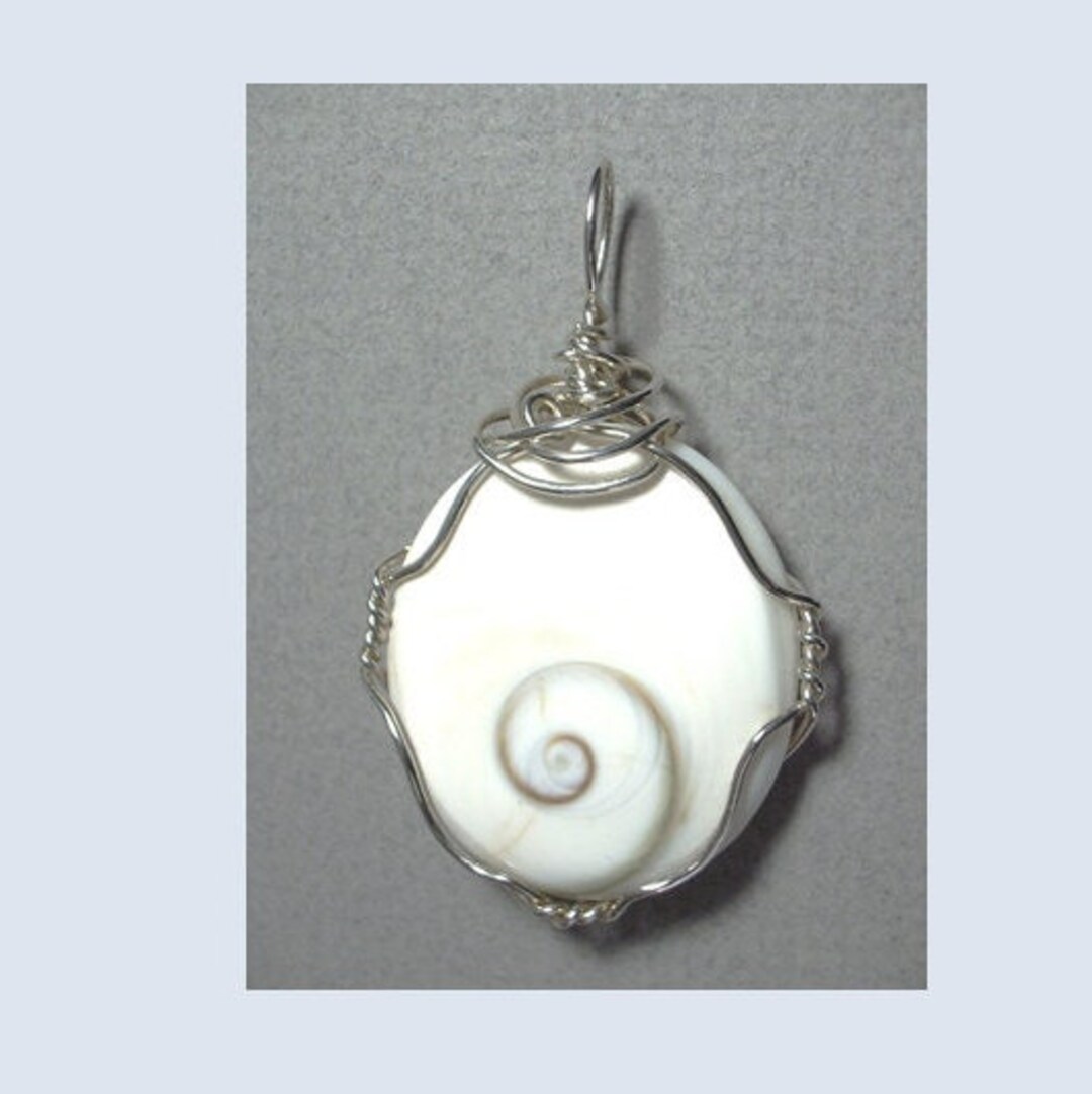 Eye of Shiva Shell Pendant, Sterling Silver Wire Wrapped Shell Jewelry ...