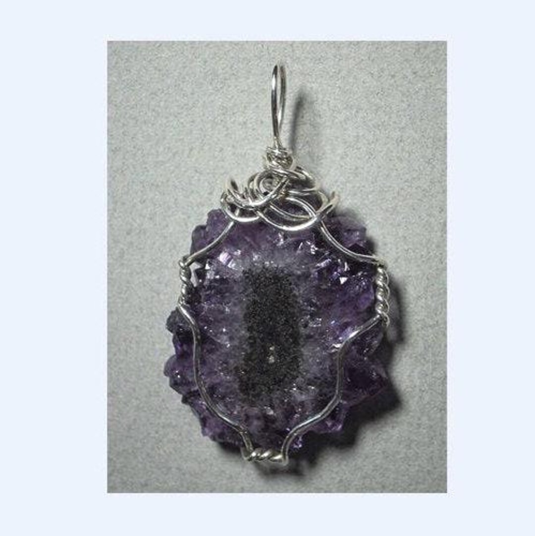 Amethyst Crystal Sun Pendant: Sterling Silver Wire Wrapped Solar ...