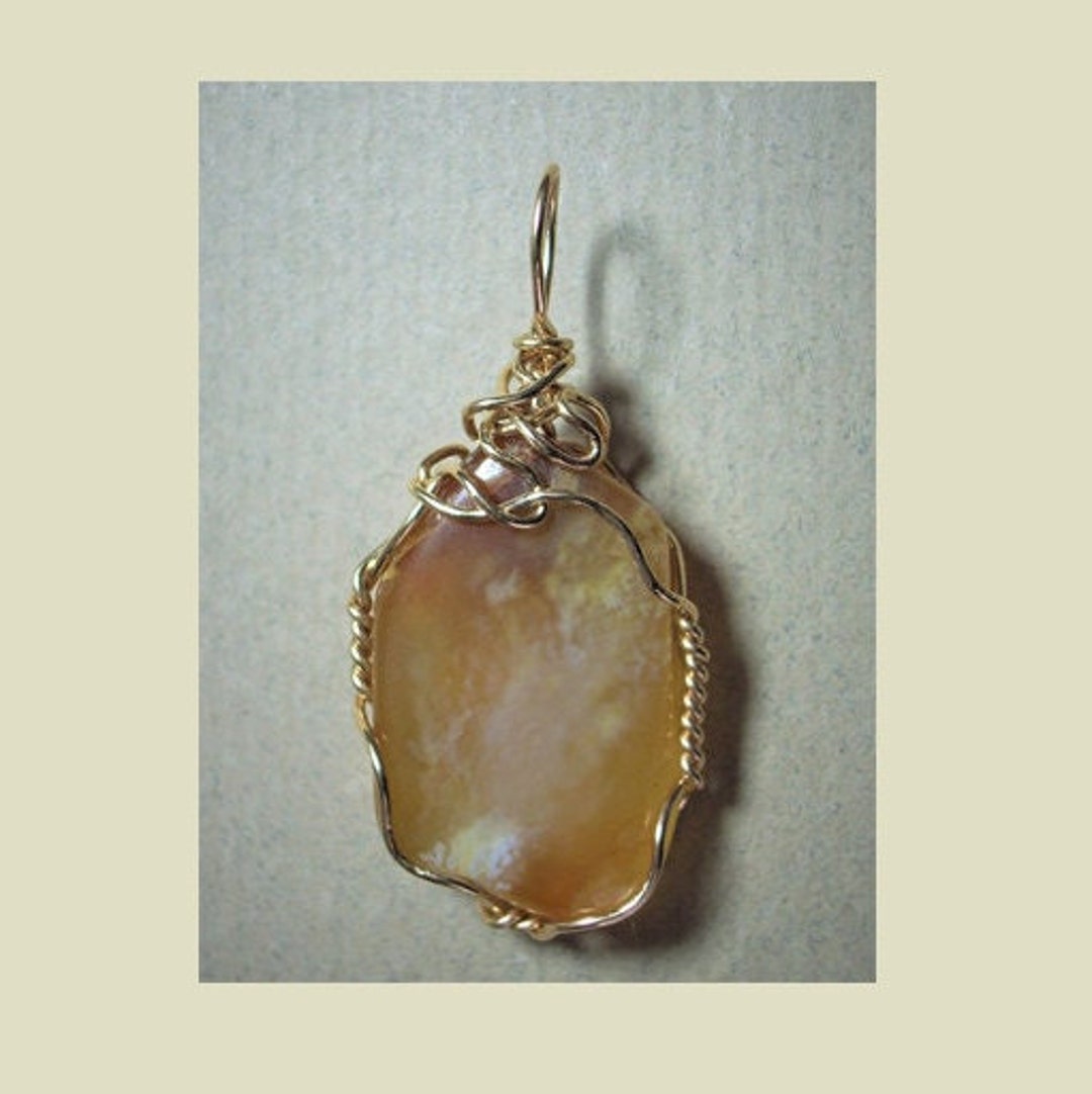 Wire Wrapped Golden Plume Agate Pendant, Gold Filled Wired Agate ...