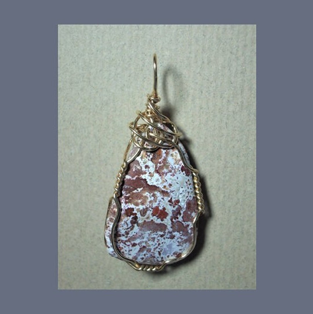 Mottled Opal Pendant, Gold Filled Wire Wrapped Gemstone Jewelry, Unique ...