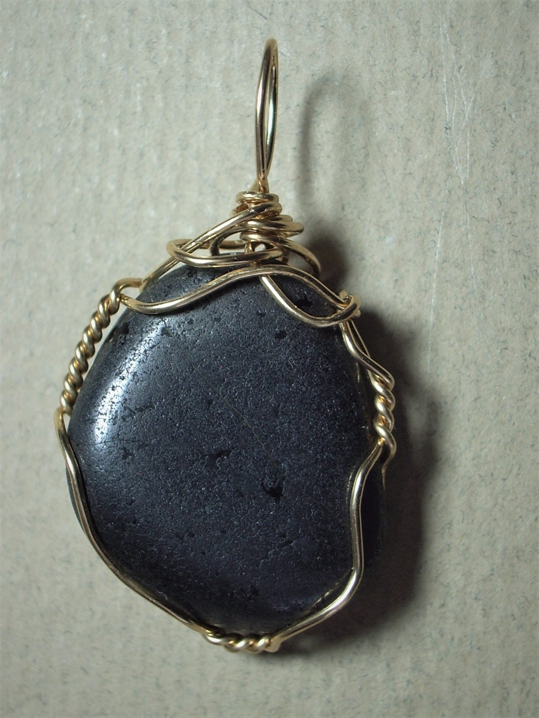Magnetite Pendant, Gold Filled Wire Wrapped Stone Jewelry, Artisan ...