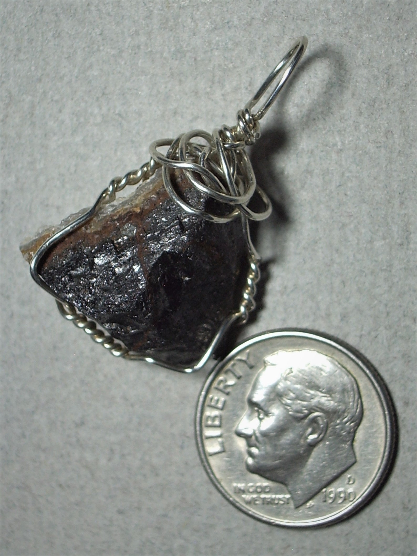 Raw Magnetite Pendant, Wire Wrapped .925 Sterling Silver Stone Jewelry ...