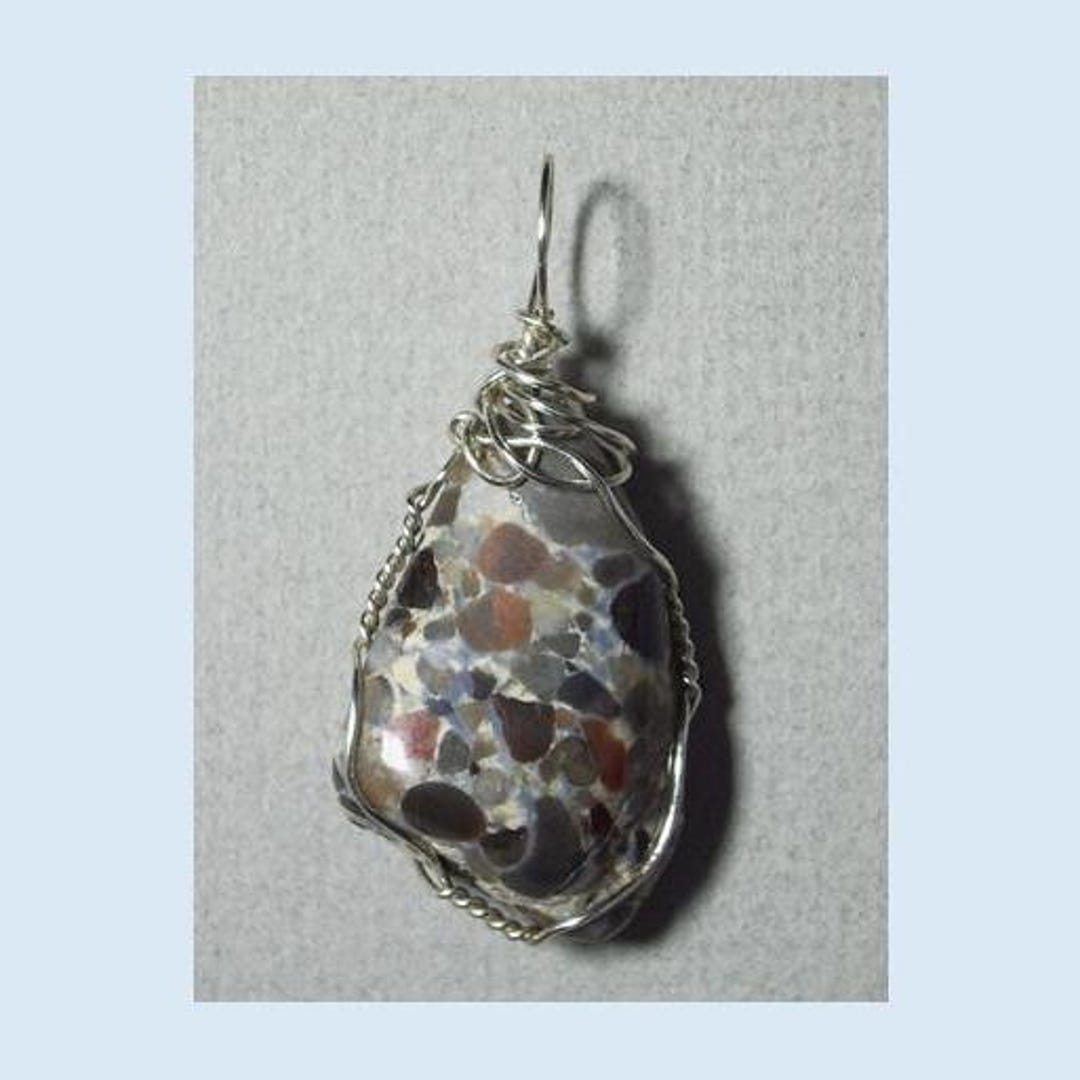 Wire Wrapped Conglomerate Jasper Pendant, Handmade Sterling Silver ...