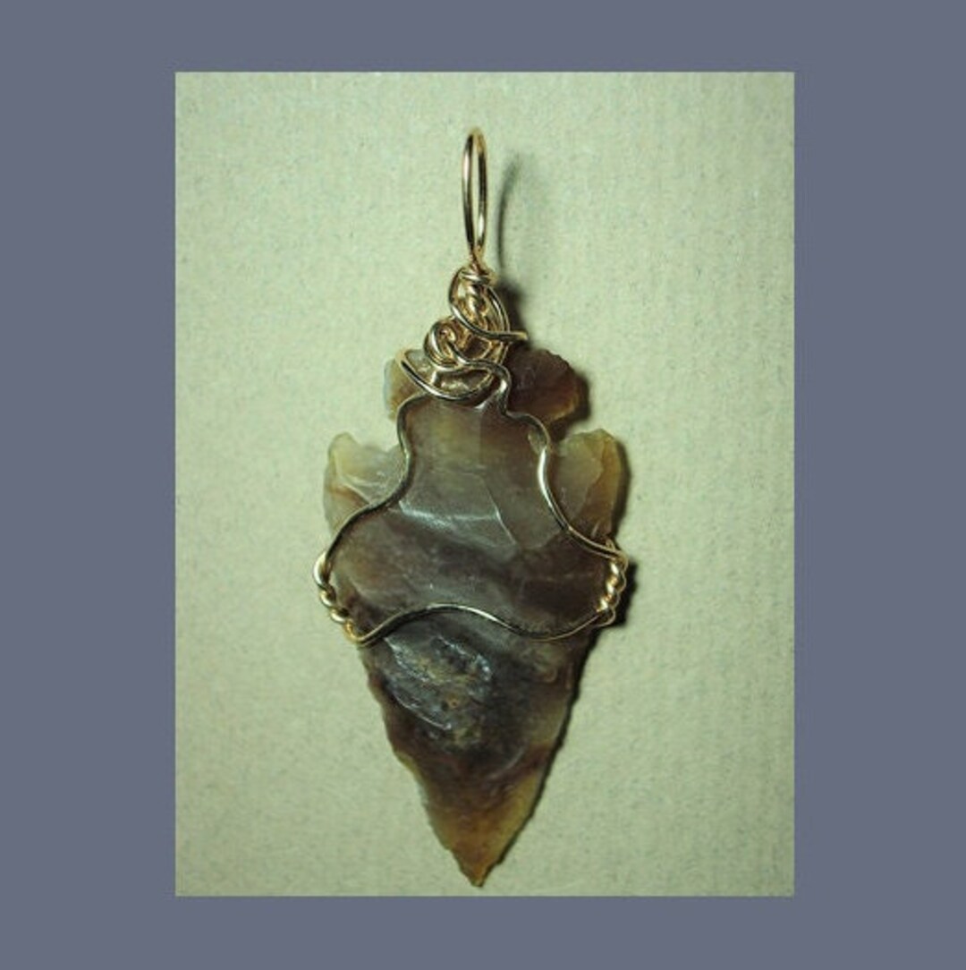 Agate Arrowhead Pendant-gold Filled Wire Wrapped Stone Jewelry-artisan ...