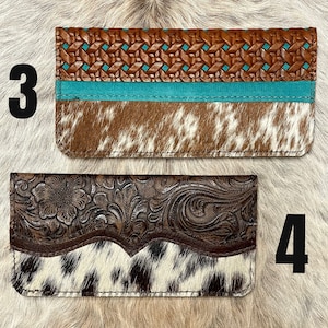 Deluxe Western Checkbook-credit Card Cover Wallet-cowhide-leather - Etsy