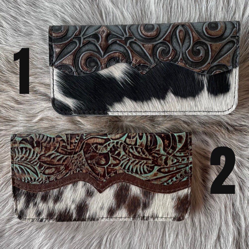 Western Checkbook-credit Card Cover- Deluxe Wallet-cowhide-leather - Etsy