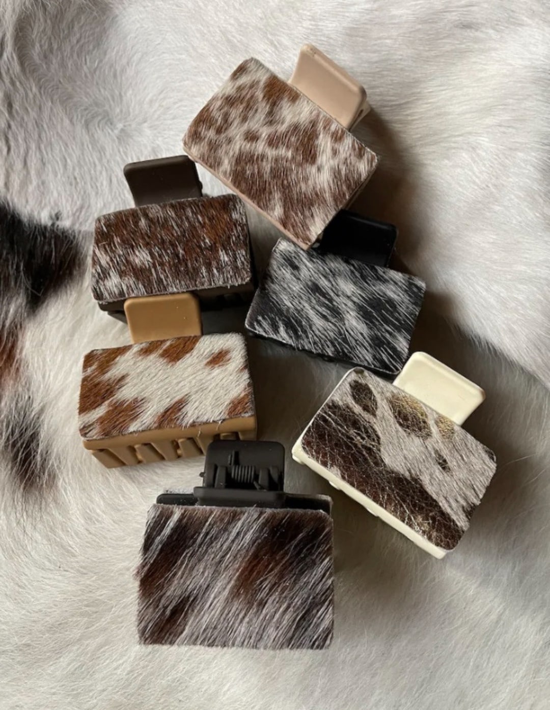 2 Cowhide Claw Hair Clip Western Claw Clip Closeout - Etsy