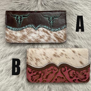 Western Checkbook-credit Card Cover- Deluxe Wallet-cowhide-leather - Etsy