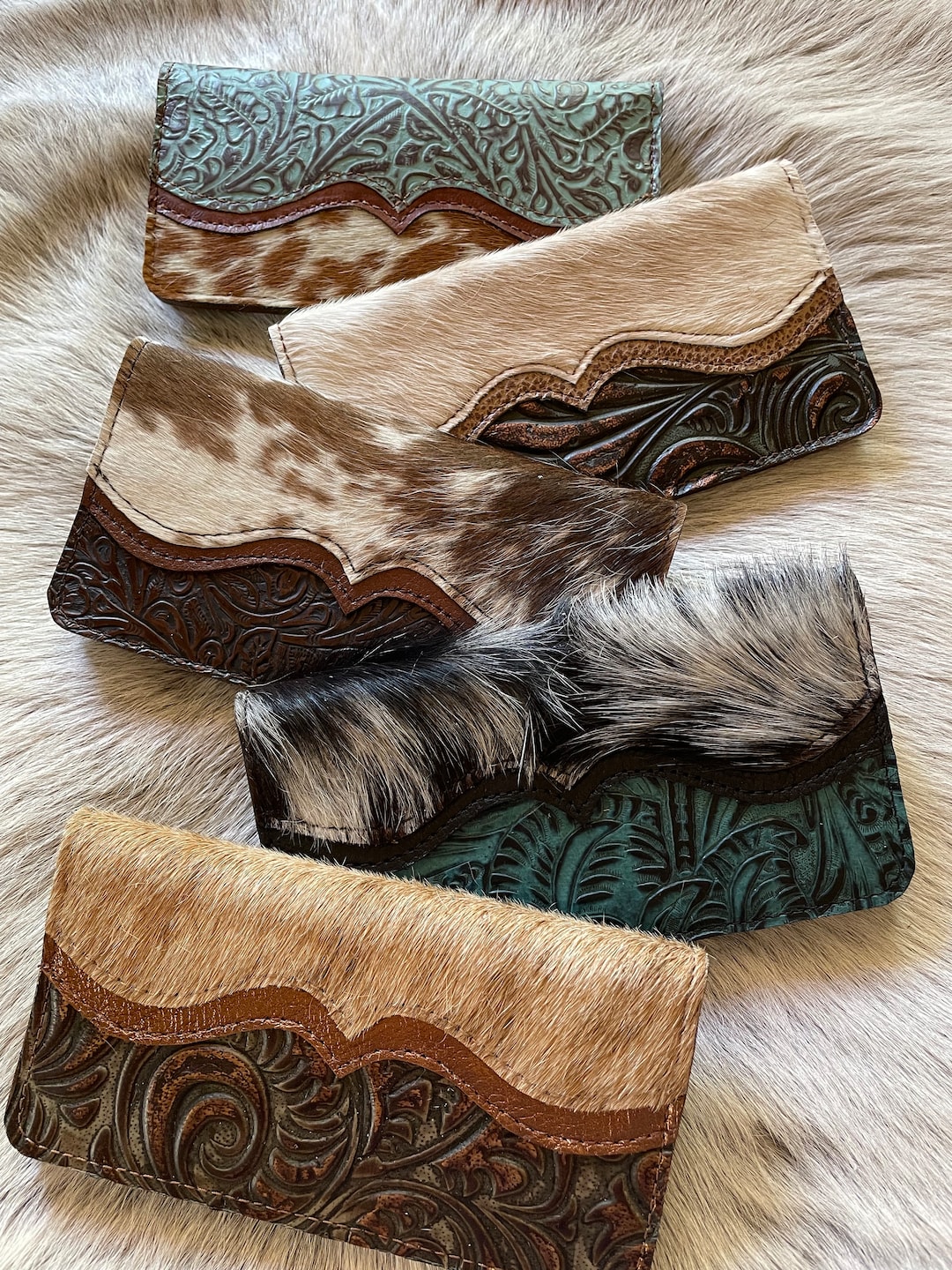 Deluxe Western Checkbook-credit Card Cover Wallet-cowhide-leather - Etsy