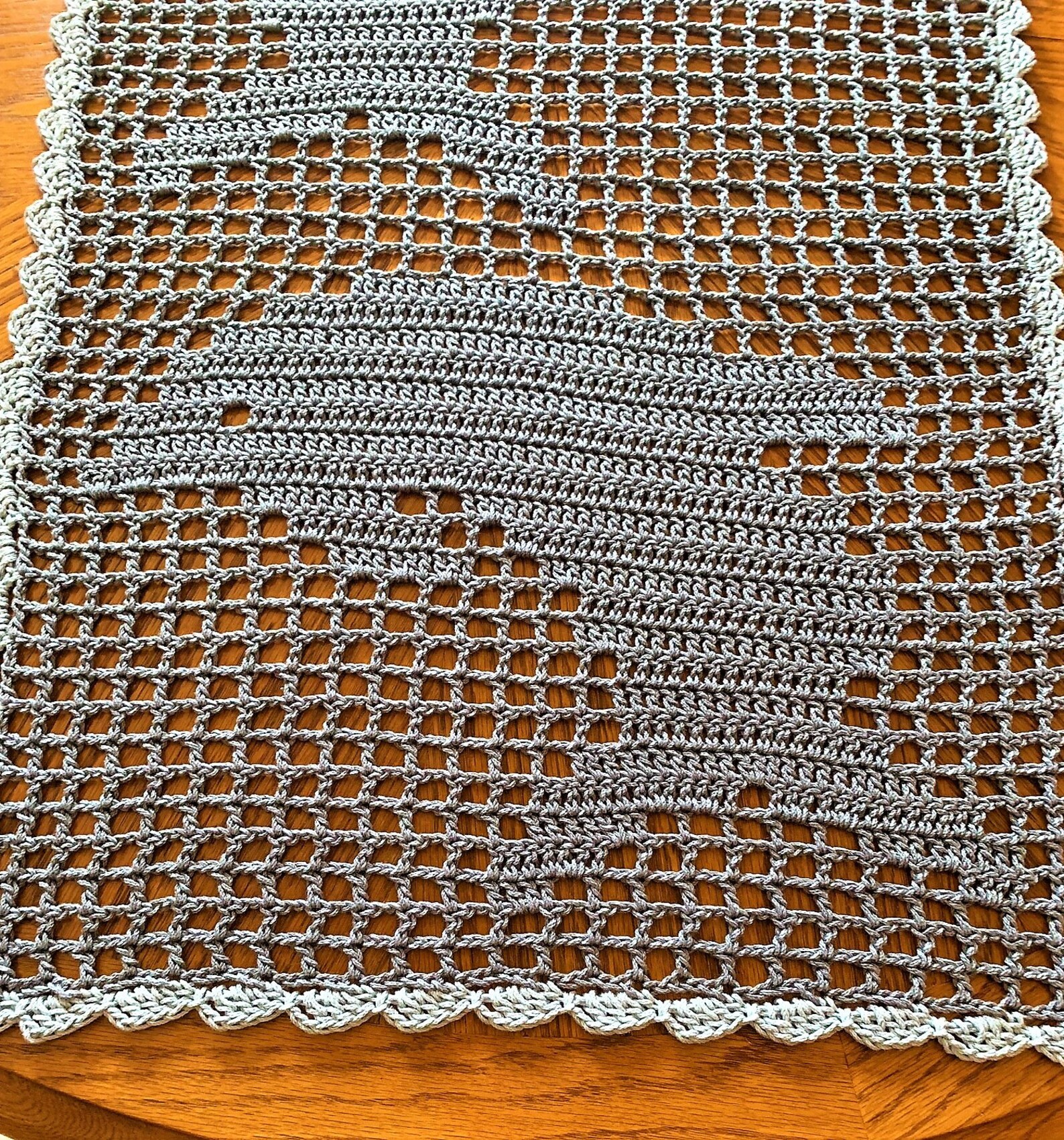 Dolphin Crochet Table Runner Filet Crochet Table Runner Gray - Etsy