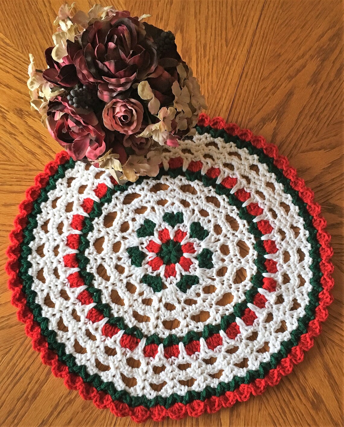 Handmade Crochet Christmas Doily: Holiday Decor (18.5 Inch) - Etsy