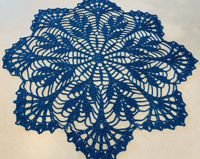 25-inch Doily, Blue Doily, Vintage Style Doily, Crochet Doily, Table ...