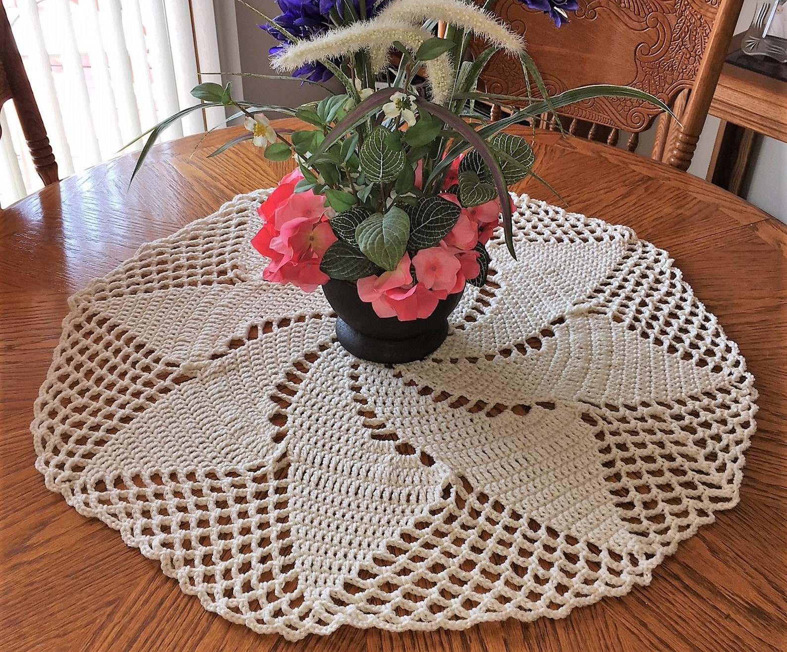 33 Inch Giant Doily, Large Centerpiece, Tablecloth, Crochet Doily ...