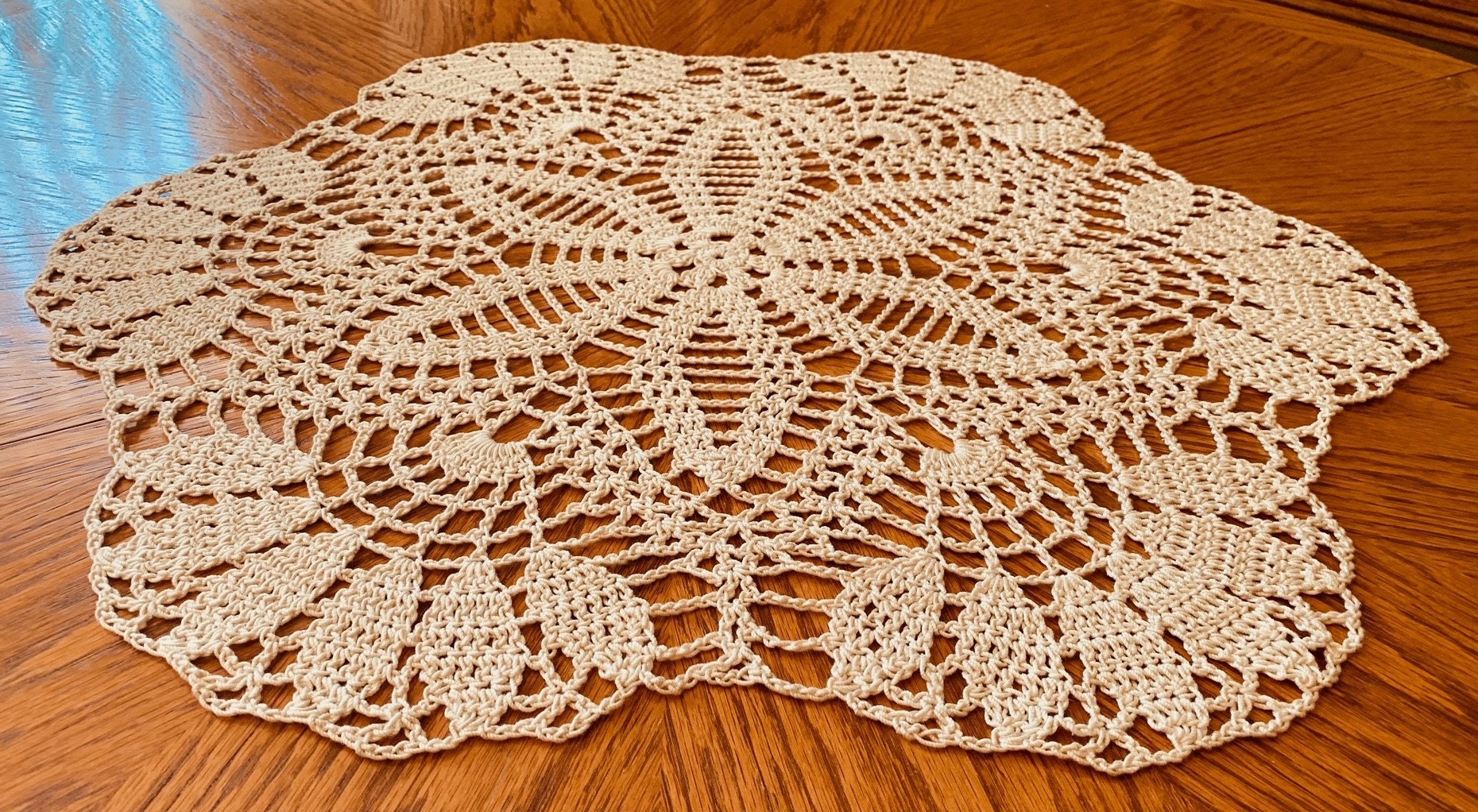 24-inch Vintage Style Doily, Tablecloth, Table Cover, Leaf Doily, Beige ...