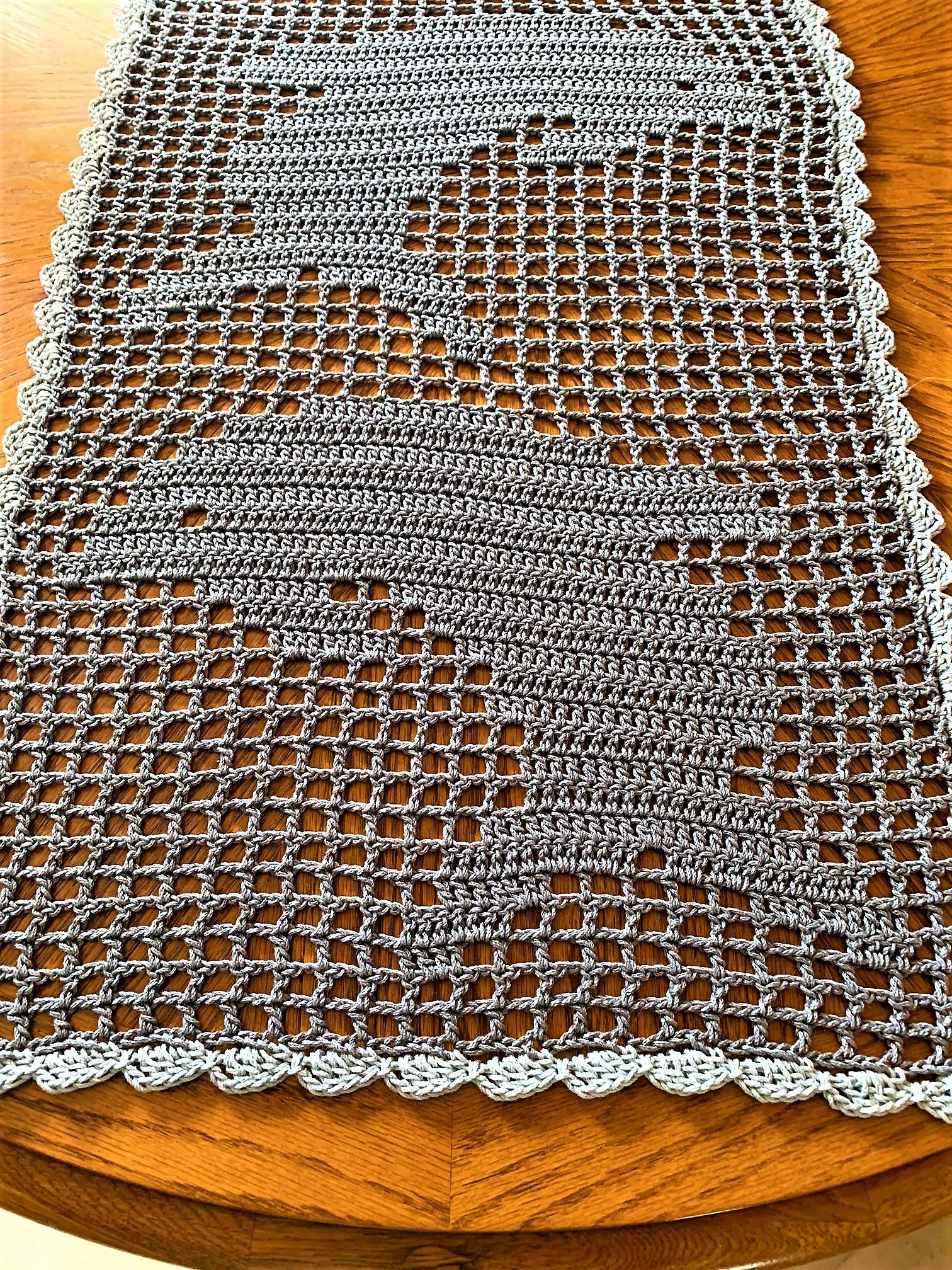 Dolphin Crochet Table Runner Filet Crochet Table Runner Gray - Etsy