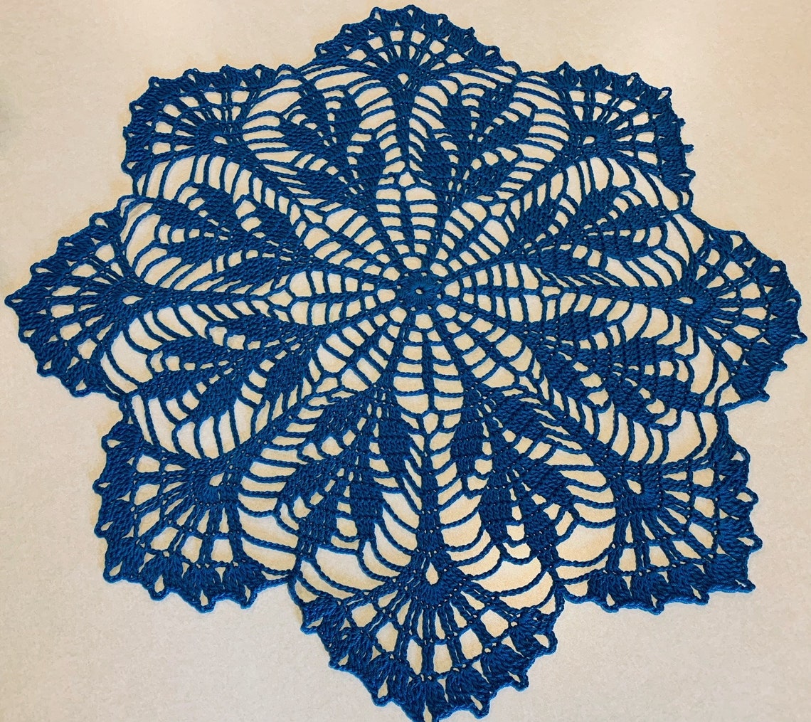25-inch Doily Blue Doily Vintage Style Doily Crochet Doily | Etsy