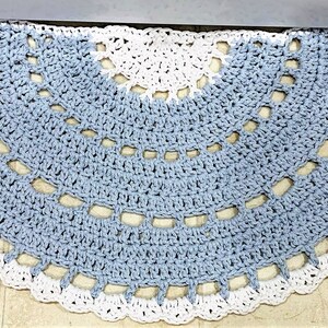 41 X 20 Inches White or White and Light Blue Beautiful Crocheted Half ...