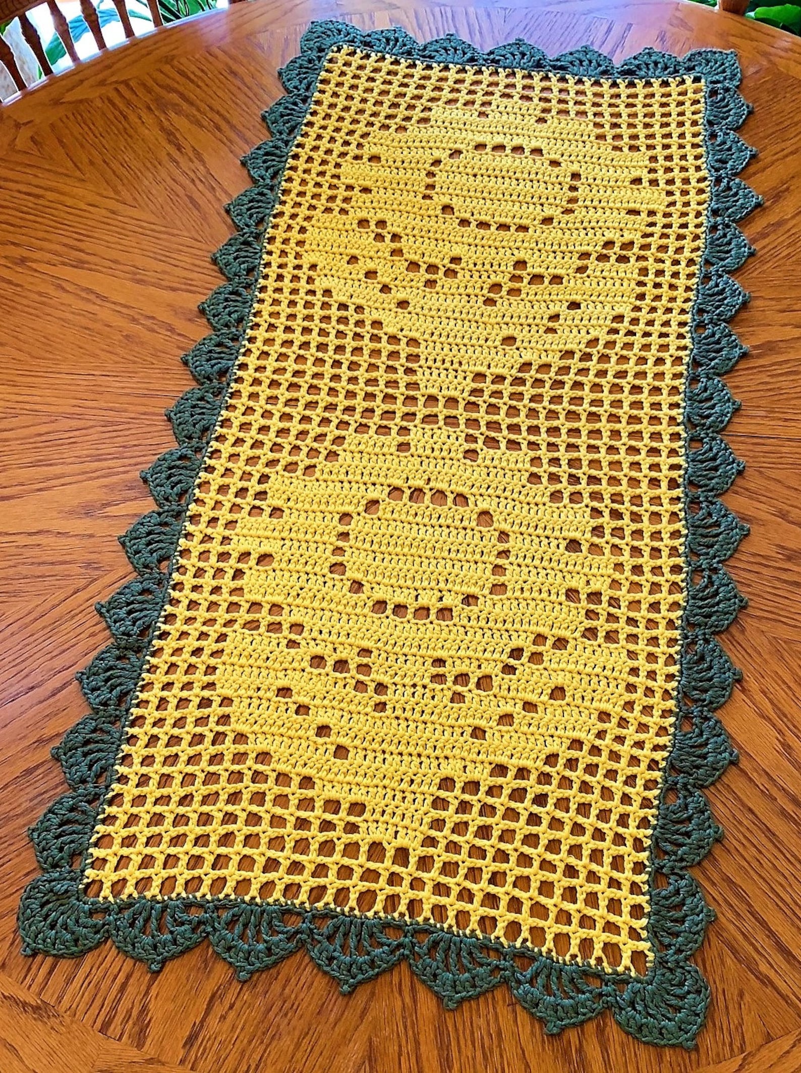Filet Crocheted Table Runner Sunflower Table Runner Table - Etsy