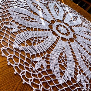 32.5-inch Crocheted Doily Handmade White Large, Crocheted Doily Vintage ...