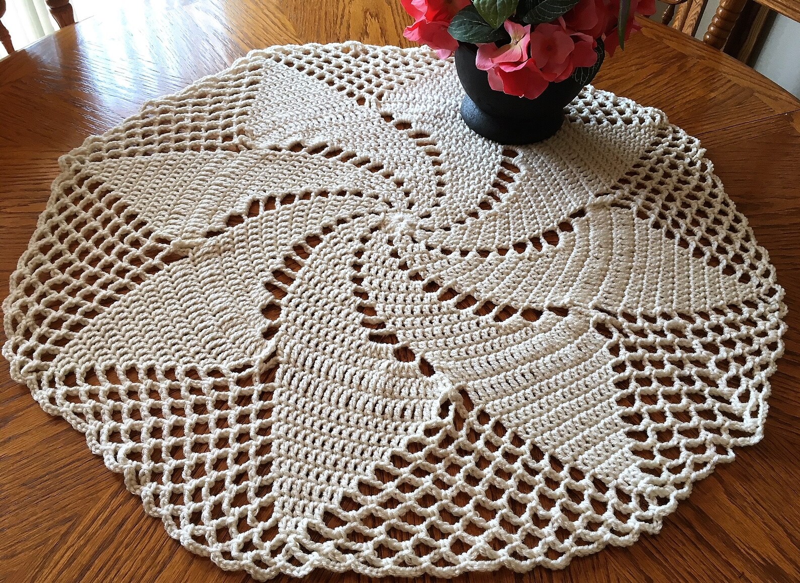 33 Inch Giant Doily, Large Centerpiece, Tablecloth, Crochet Doily ...