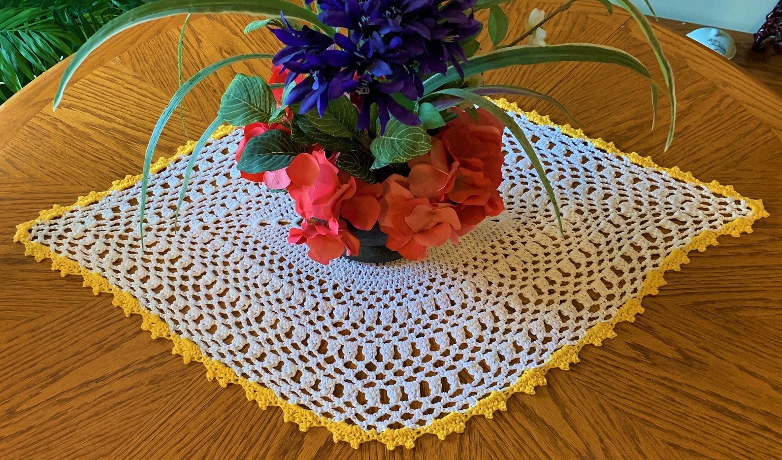 Large Oval Doily Vintage Style Doily Table Covering Crochet | Etsy
