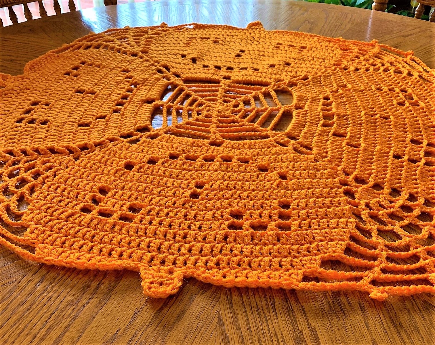 Large Crochet Halloween Doily: Pumpkin Spiderweb Decor (28 Inch) - Etsy