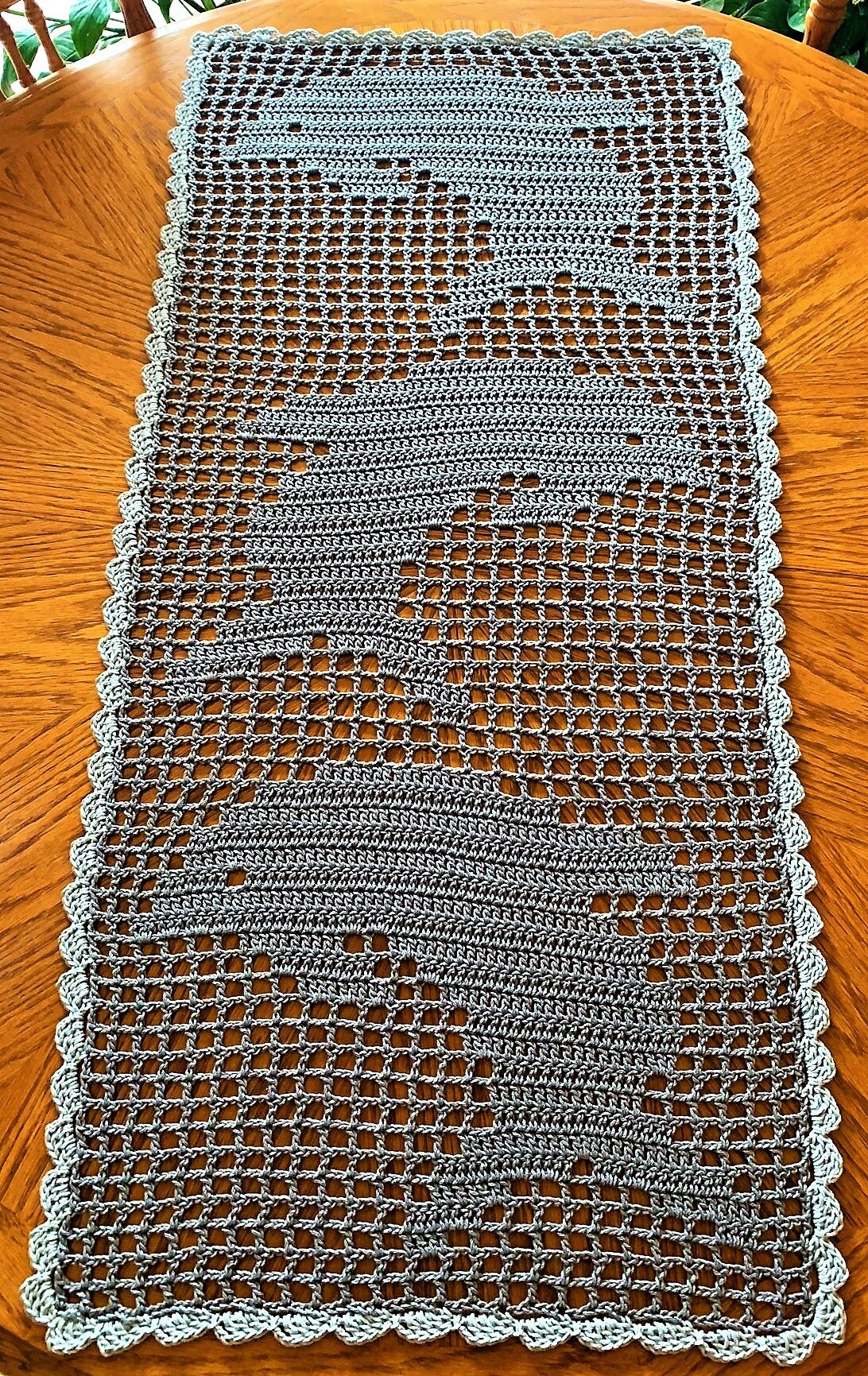 Dolphin Crochet Table Runner Filet Crochet Table Runner Gray - Etsy