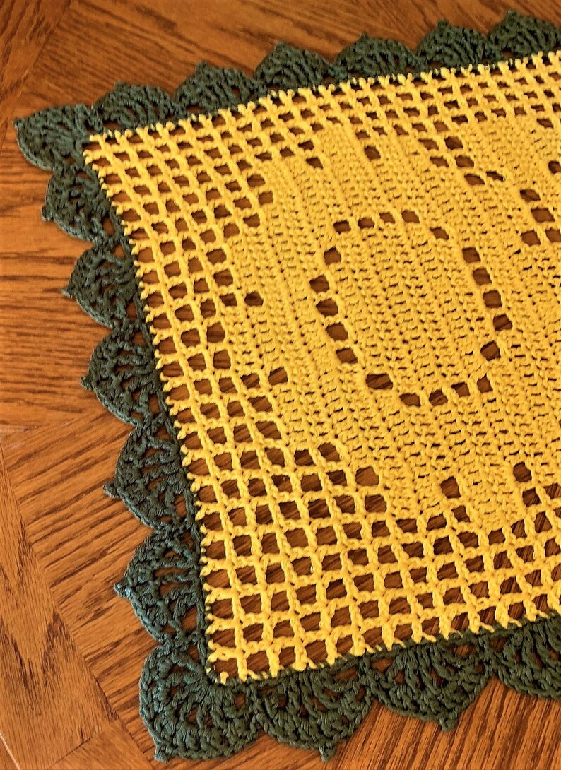 Filet Crocheted Table Runner Sunflower Table Runner Table - Etsy