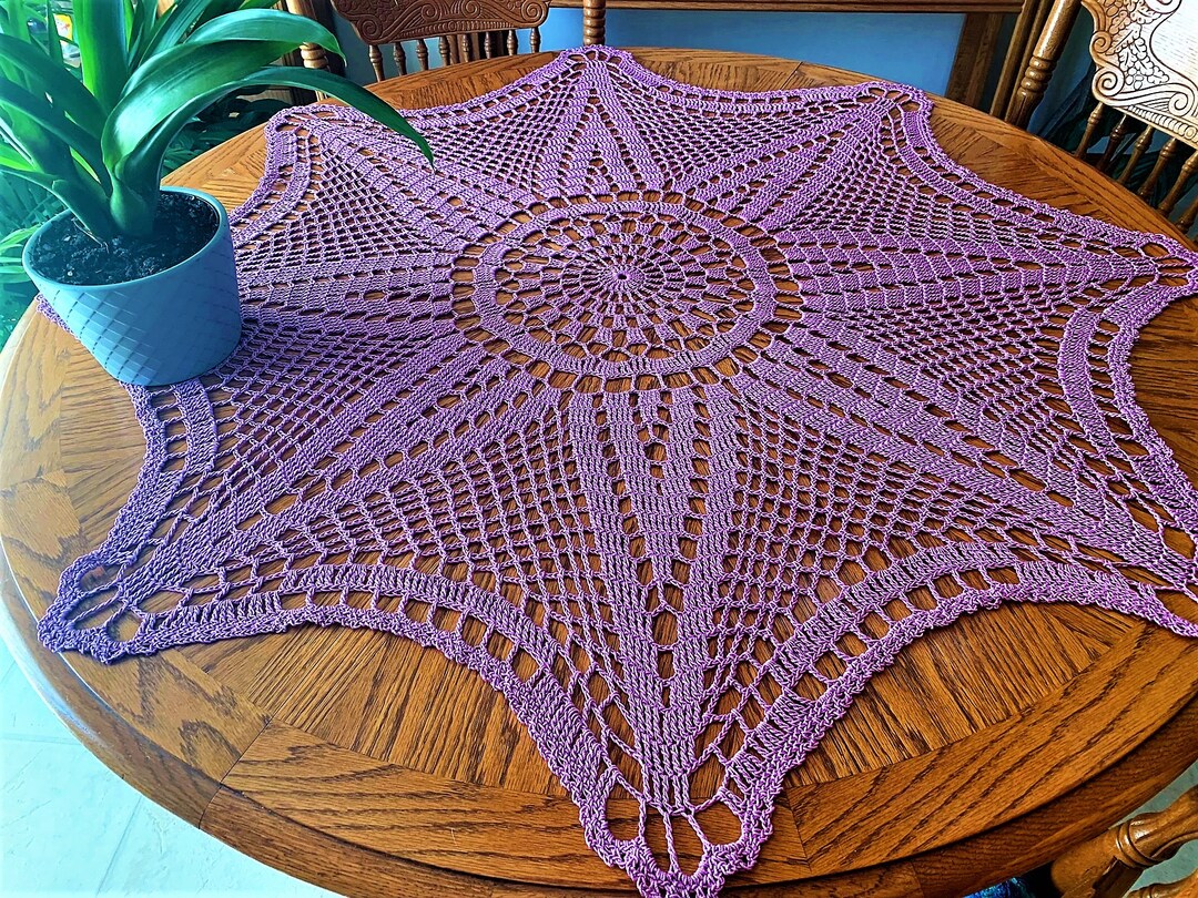 47 Inch Tablecloth, Crochet Doily, Star of India, Table Over, Handmade ...
