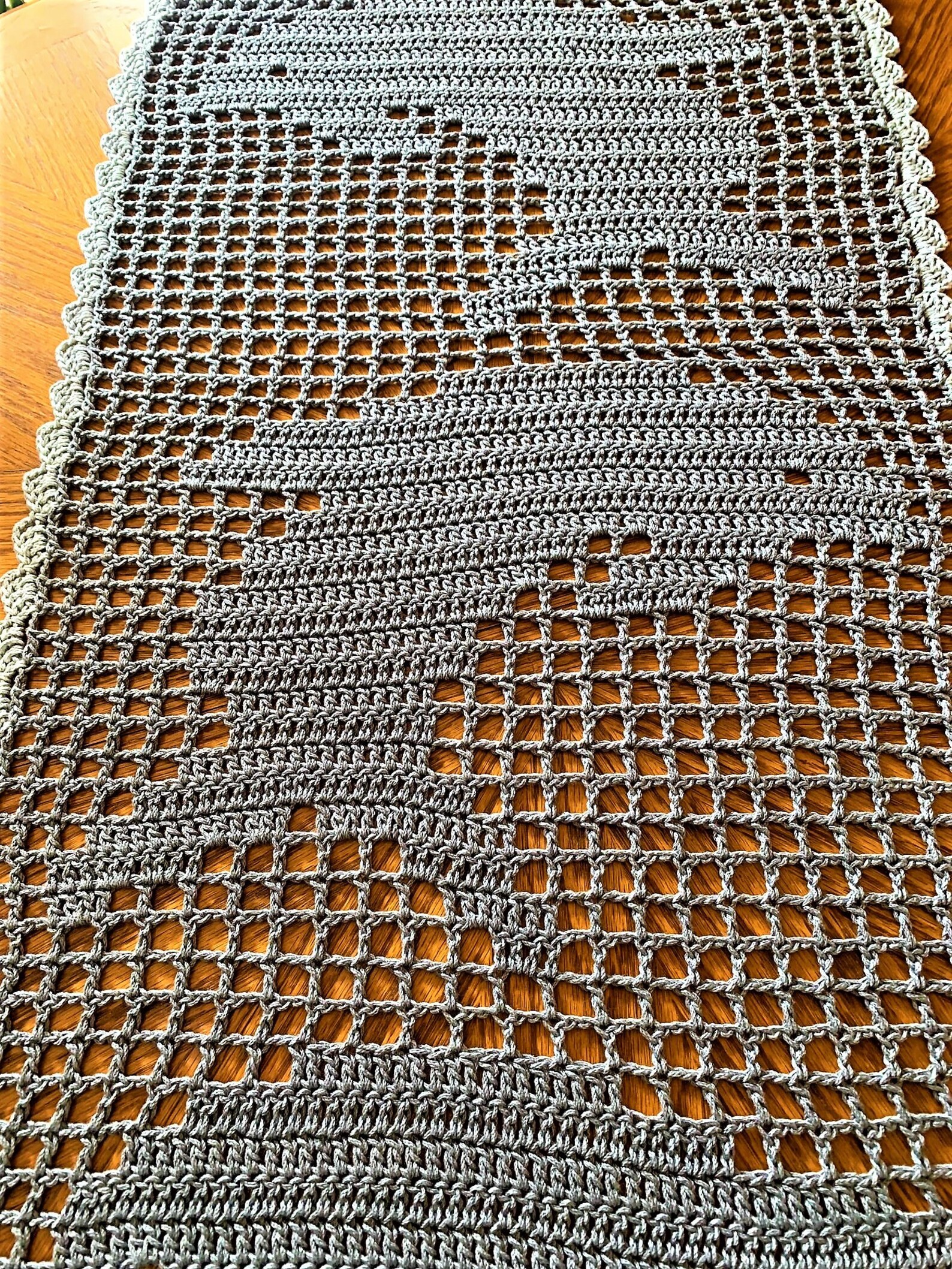 Dolphin Crochet Table Runner Filet Crochet Table Runner Gray - Etsy
