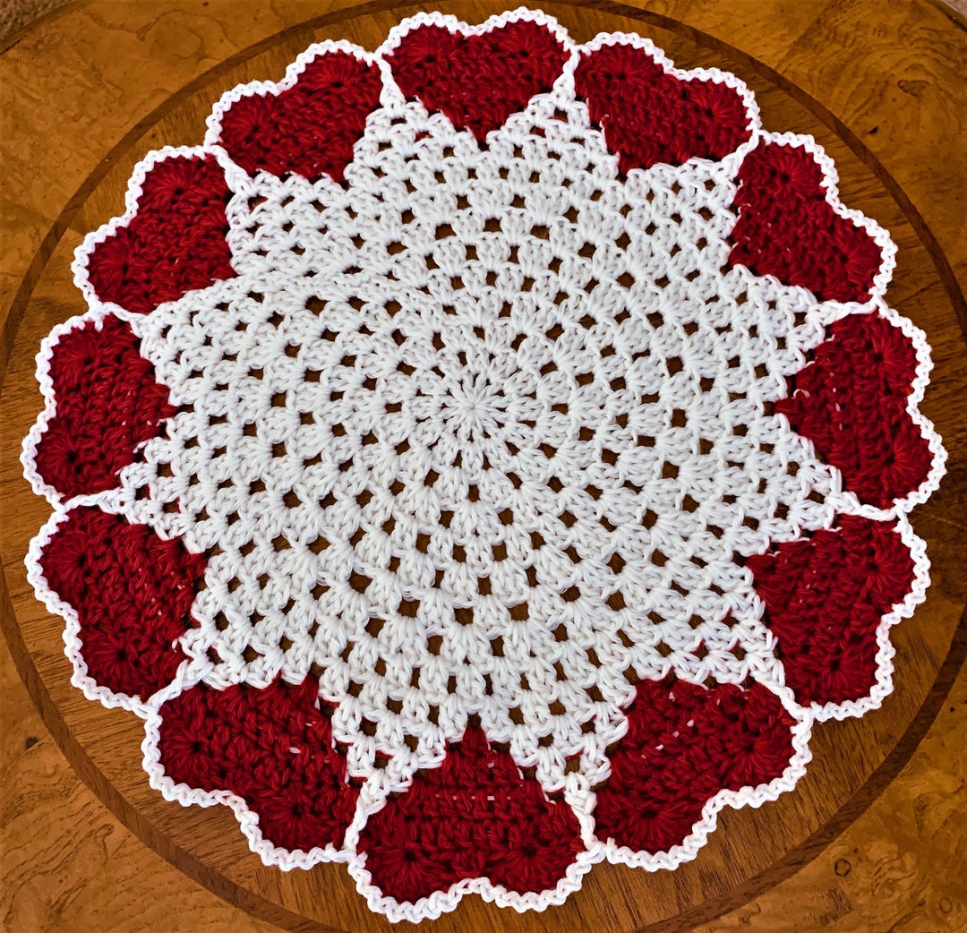 Crochet Heart Doilies Valentine's Day Doilies Vintage - Etsy