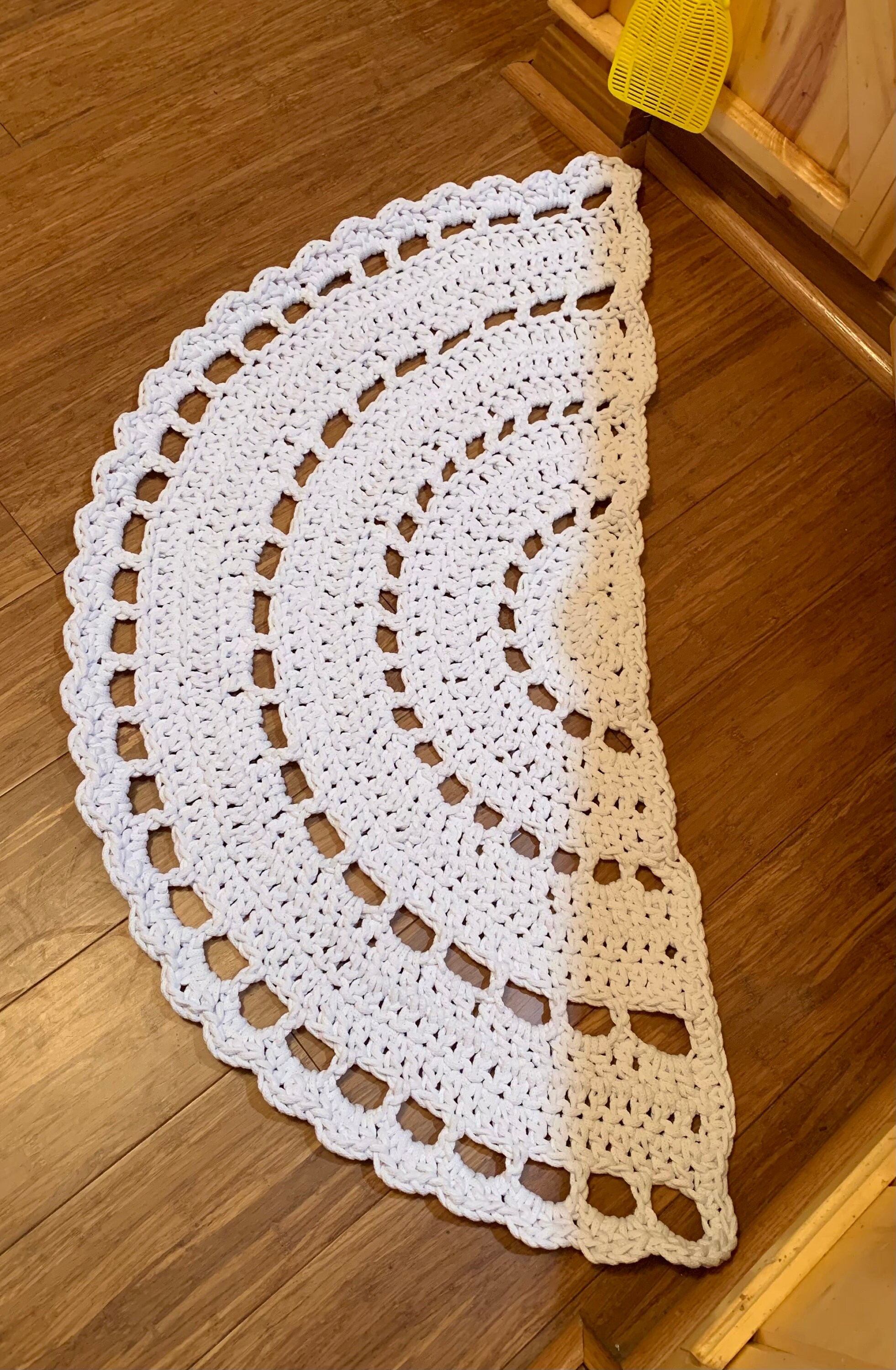 41 X 20 Inches White or White and Light Blue Beautiful Crocheted Half ...