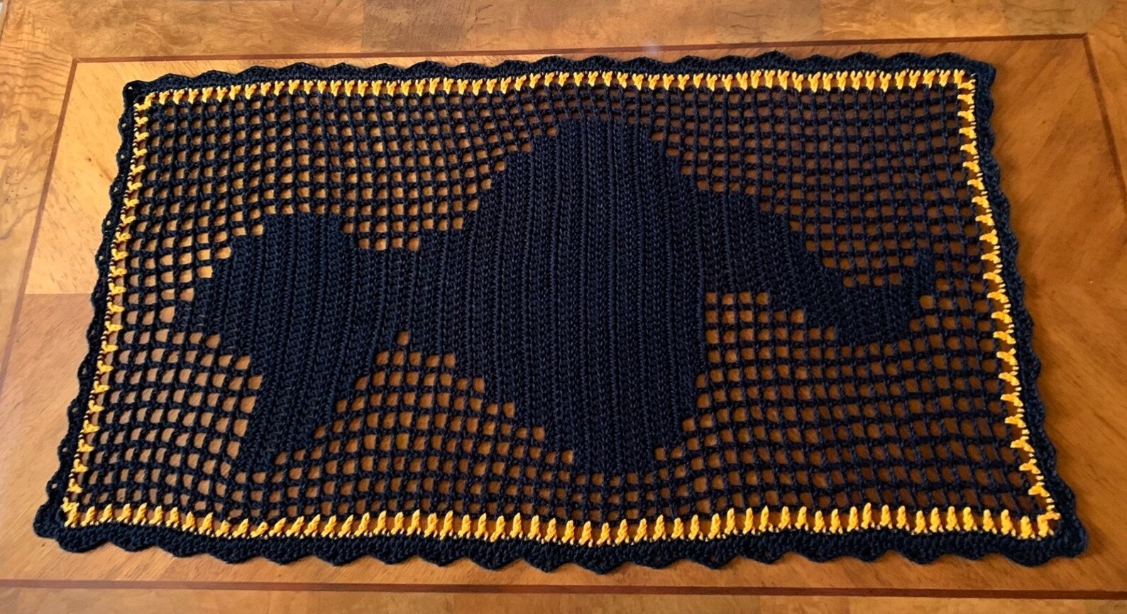 Crocheted Black Cat Halloween Table Runner: Handmade Cotton Decor ...