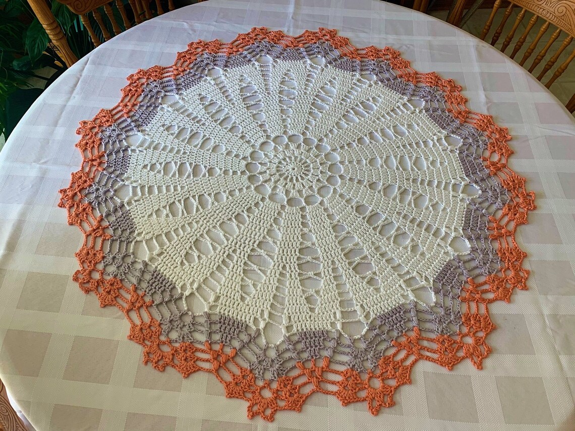 34.5 Inch Doily, Tablecloth, Table Cover, Crochet, Handmade, Table ...