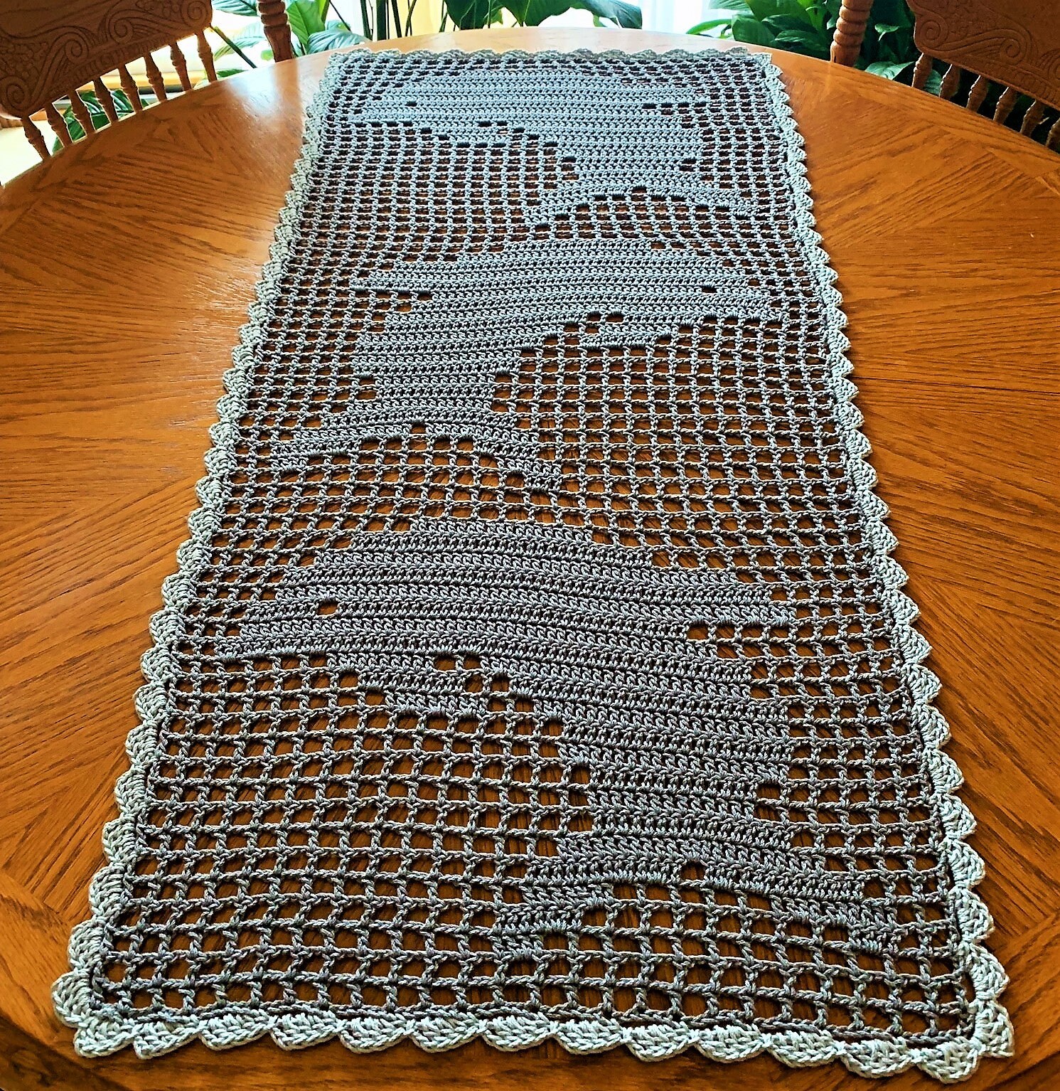 Dolphin Crochet Table Runner Filet Crochet Table Runner Gray - Etsy