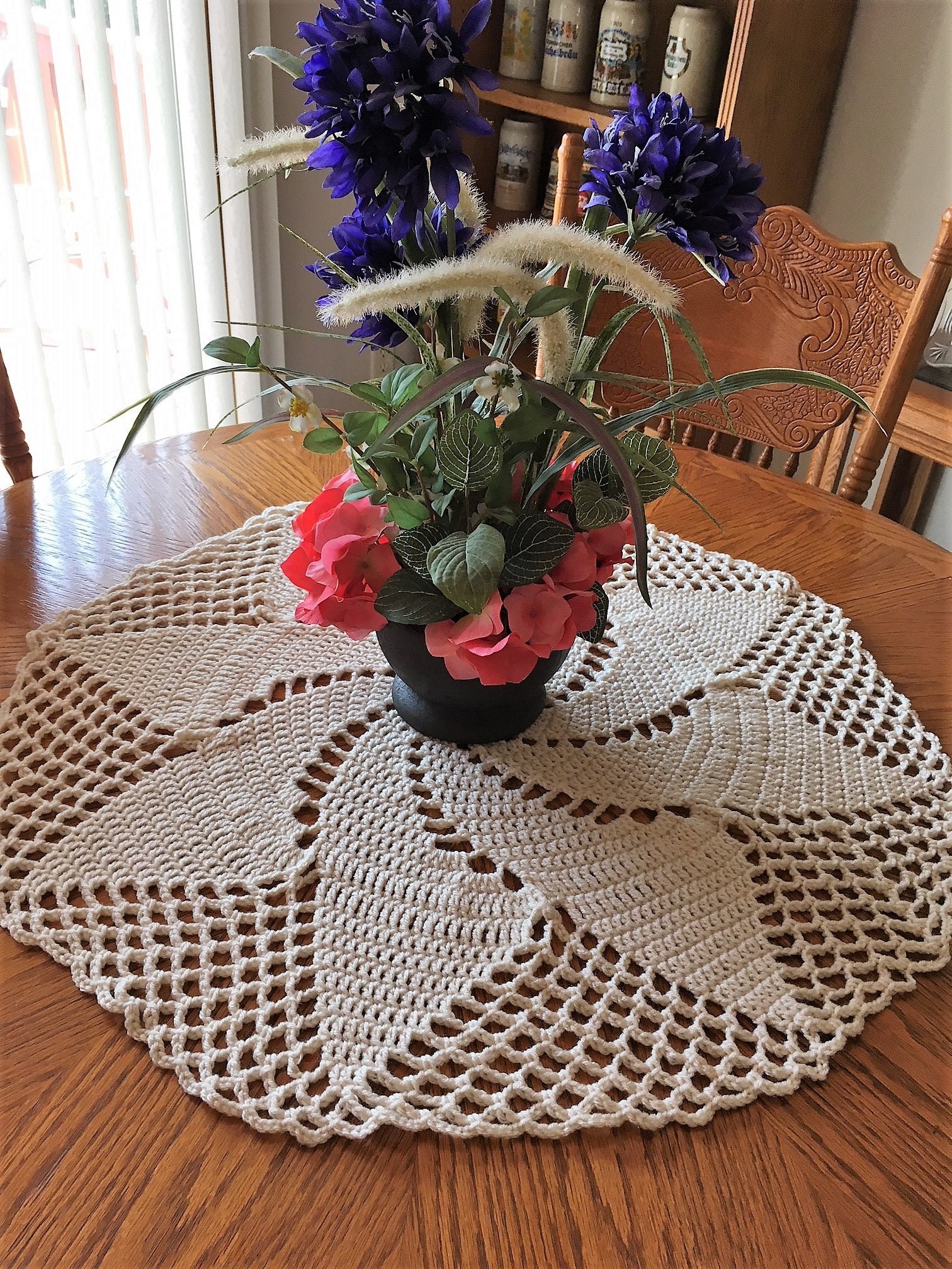 33 Inch Giant Doily, Large Centerpiece, Tablecloth, Crochet Doily ...